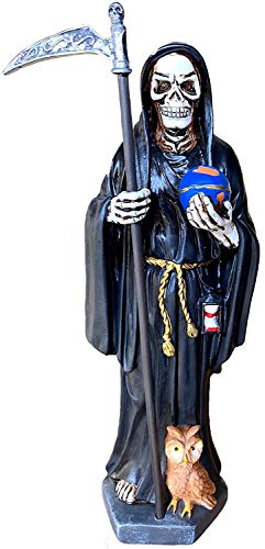 Santa Muerte Black 11 Inch Statue Holy Death Grim Reaper Skull Skeleton